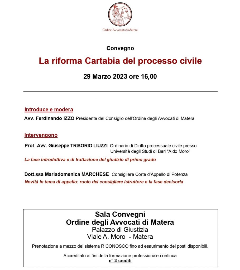 La riforma Cartabia del processo civile – Ordine Avvocati di Matera